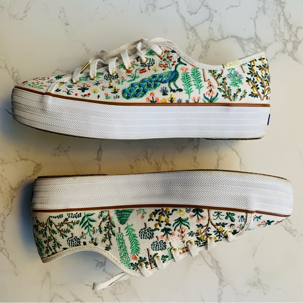 Keds X Rifle Paper Triple Kick Menagerie Embroidered … - Gem